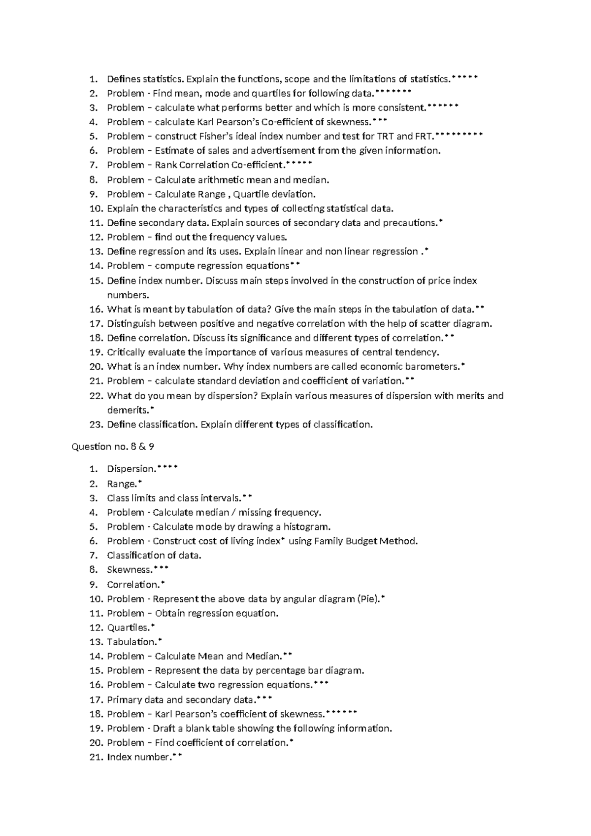 Business Statistics - notes - Defines statistics. Explain the functions ...