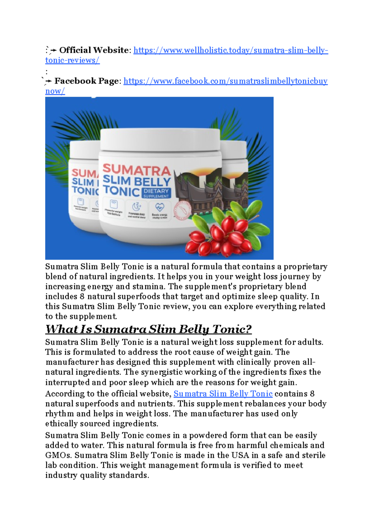 Sumatra Slim Belly Tonic *New Ways* To BUST BODY STORED FAT - : ̗̀ ...
