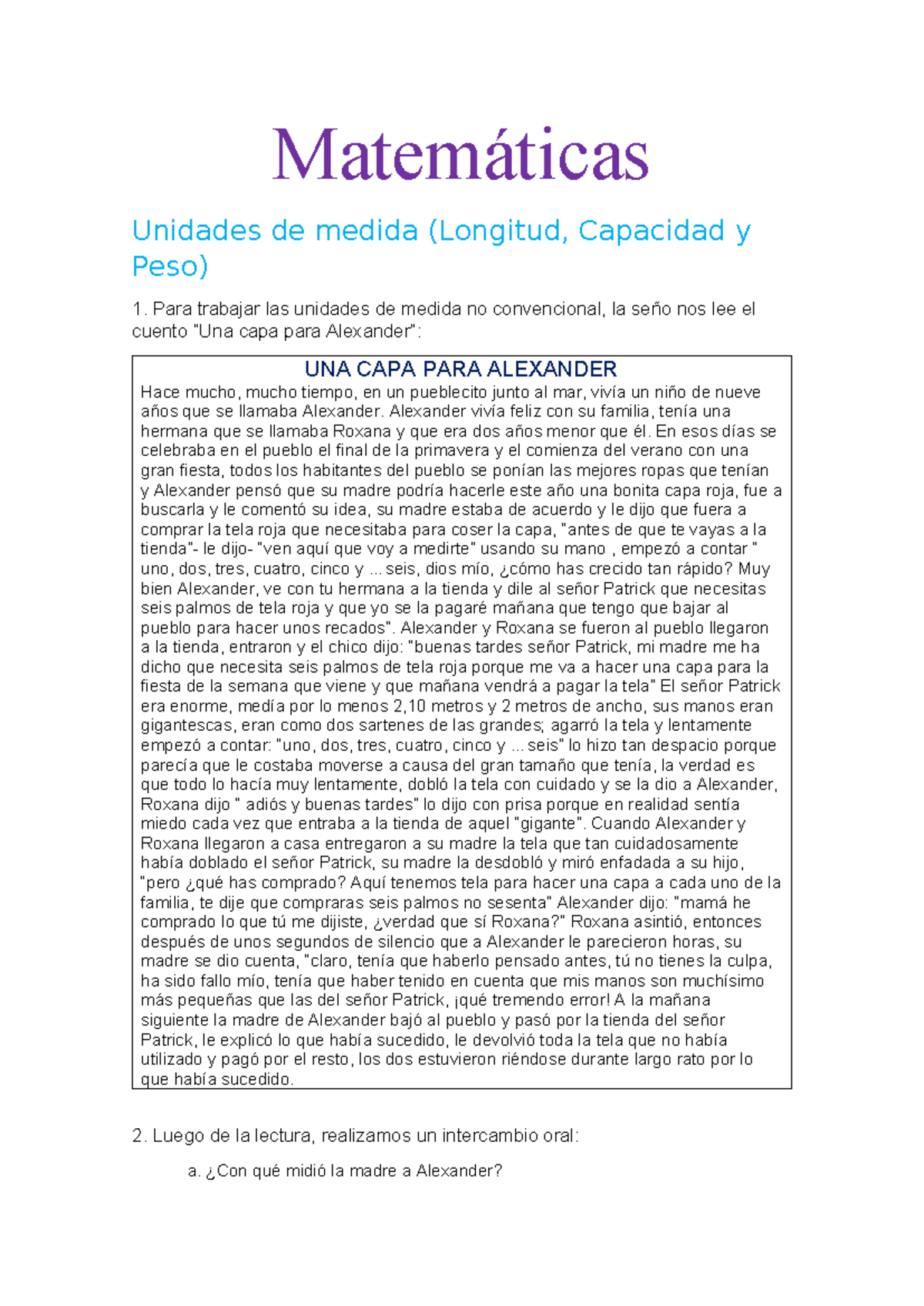 Unidades de medida (Longitud, Capacidad y Peso) - Matemáticas Unidades ...