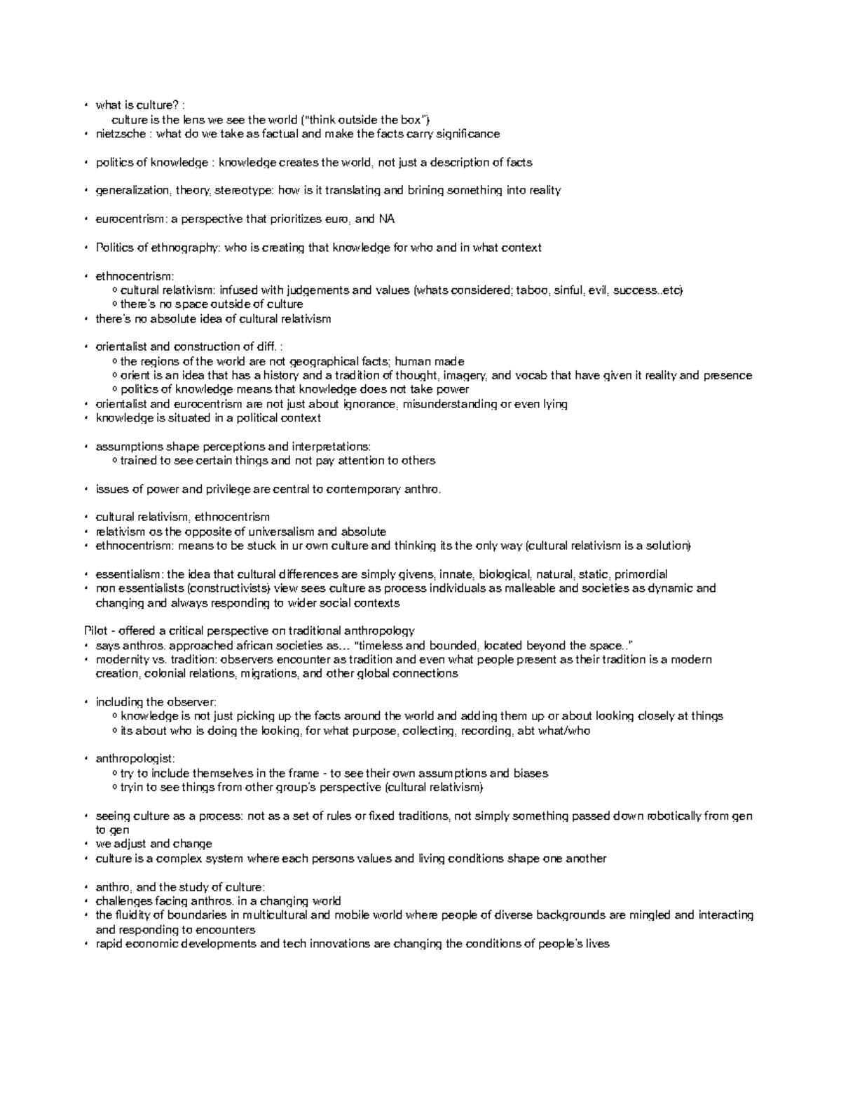 Week 1 seeing like an anthropologist - what is culture? : culture is ...