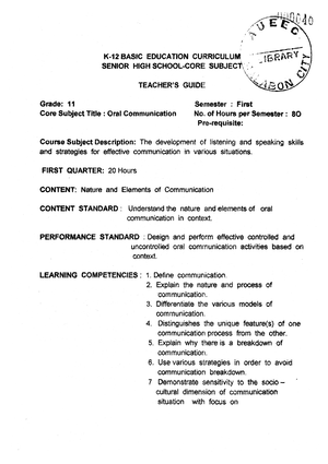 grade 11 - midterm reviewer oral-comm 1st sem - Oral Communication 1 st ...