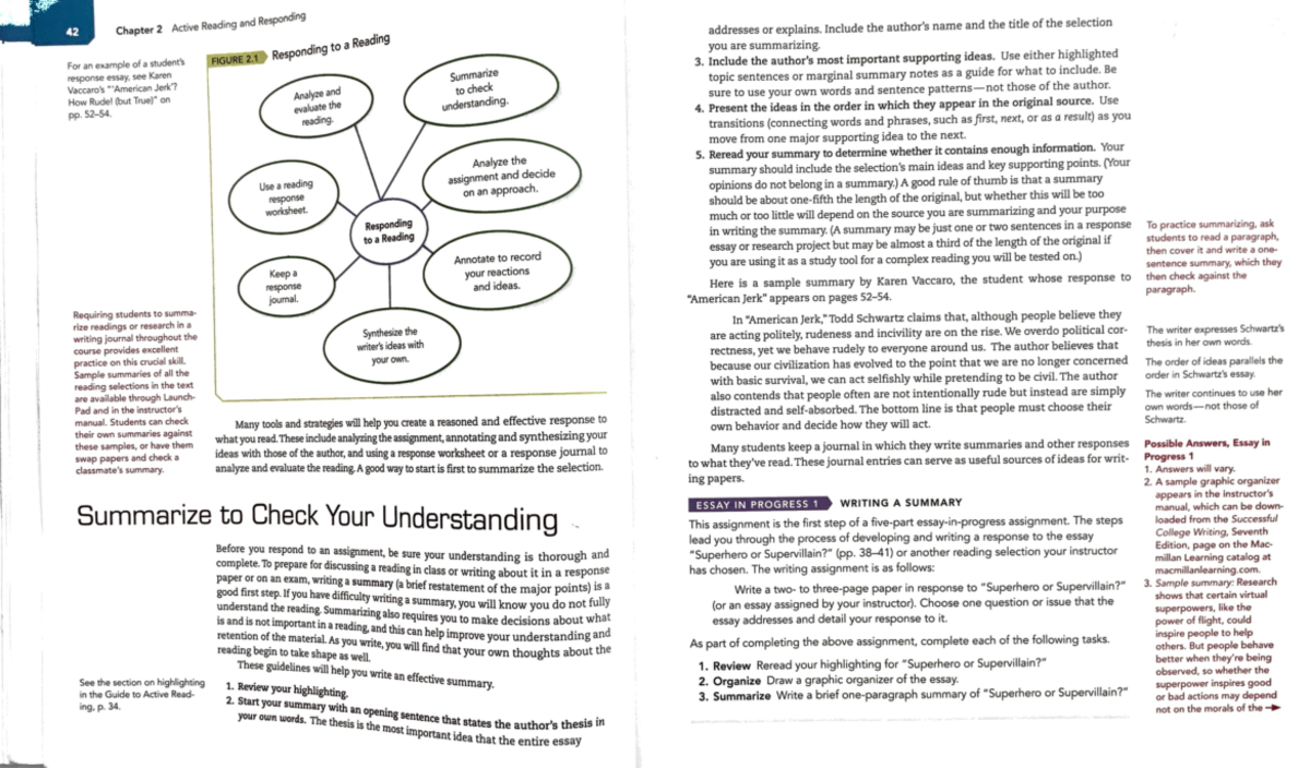 Summarize To Check Your Understanding Zy Chapter 2 Active Reading Aw