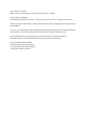 Analysis - khjlbkj - The two poems “No use to say” by Wendy Chen and ...