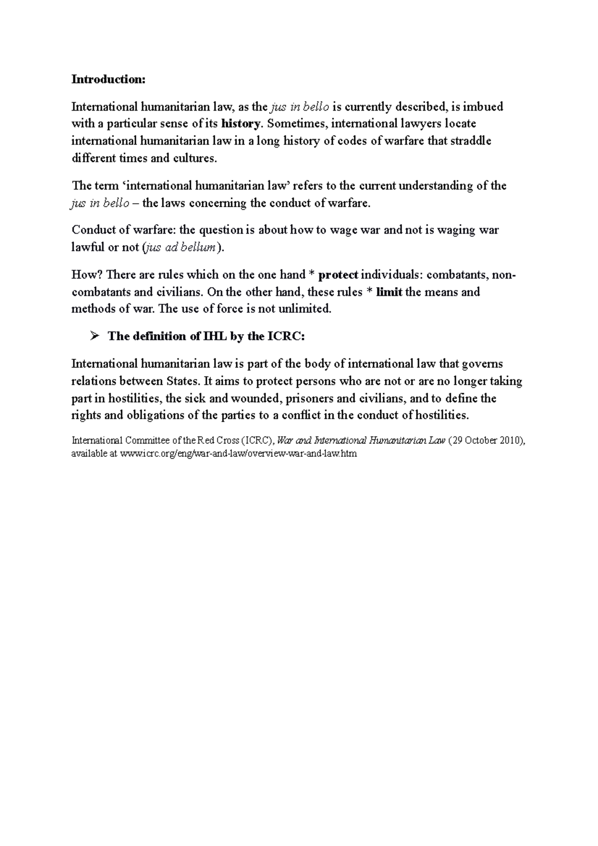 IHL chapter 1 intro and sources - Introduction: International ...