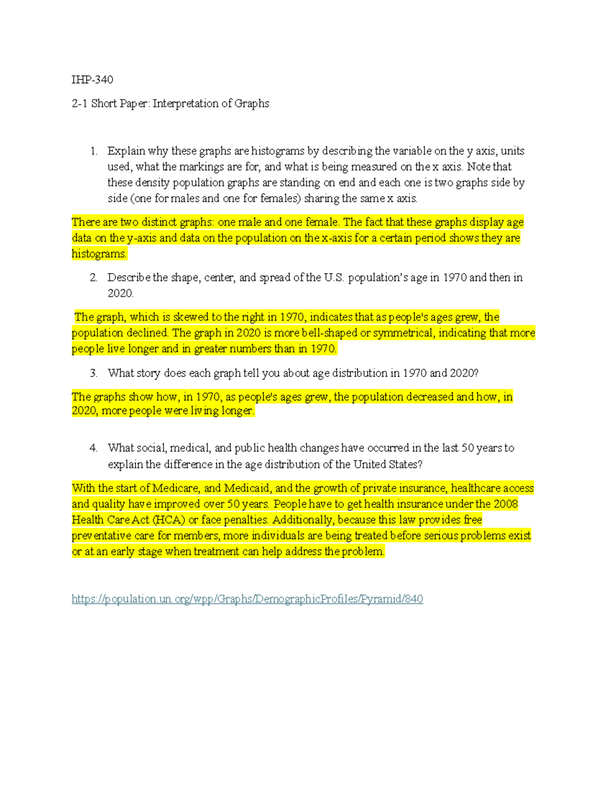 IHP-340 2-1 Short Paper Interpretation of Graphs - Explain why these ...