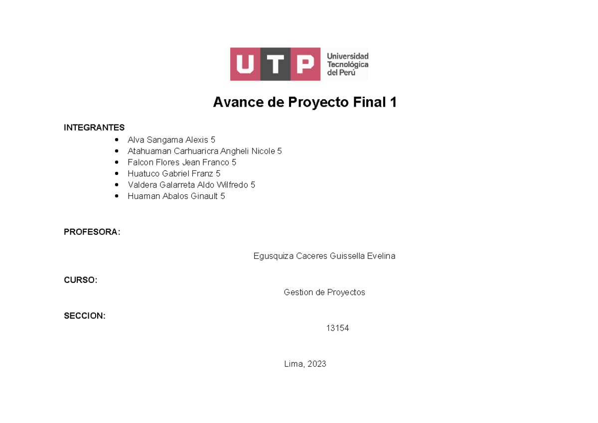 Avance de Proyecto Final 1 - - Studocu