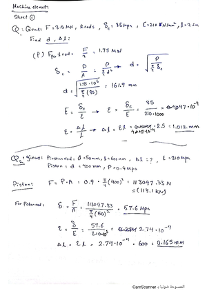 Machine sheet(7-8) - Machine Elements Design - Studocu
