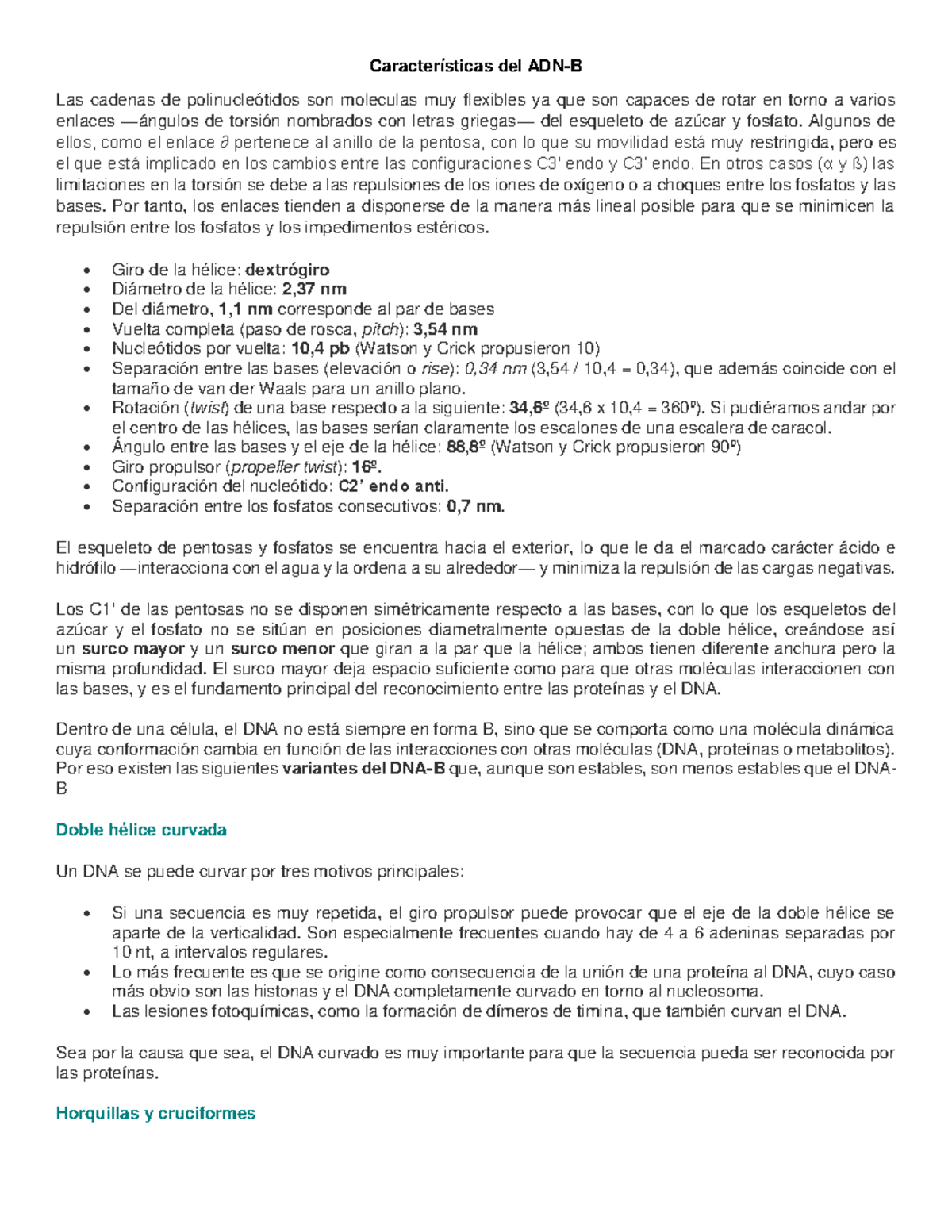 Caracteristicas del ADN - Características del ADN-B Las cadenas de ...