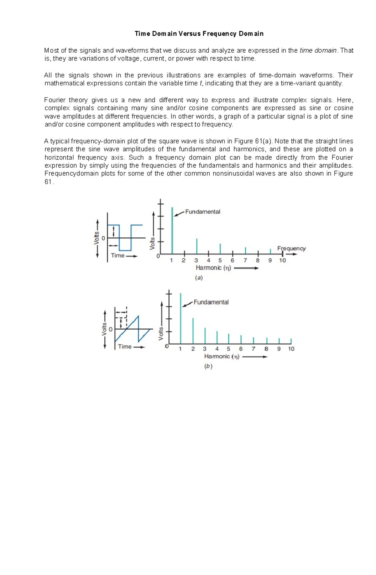 Time Domain Versus Frequency Domain That Is They Are Variations Of Voltage Current Or Power