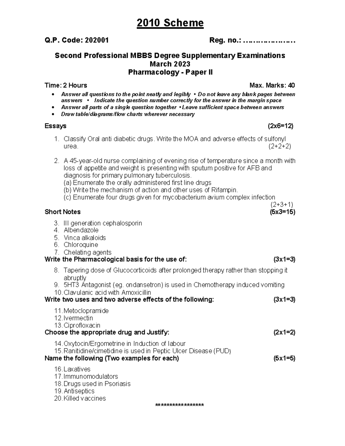 202001 - erfd - 2010 Scheme Q. Code: 202001 Reg. no ...