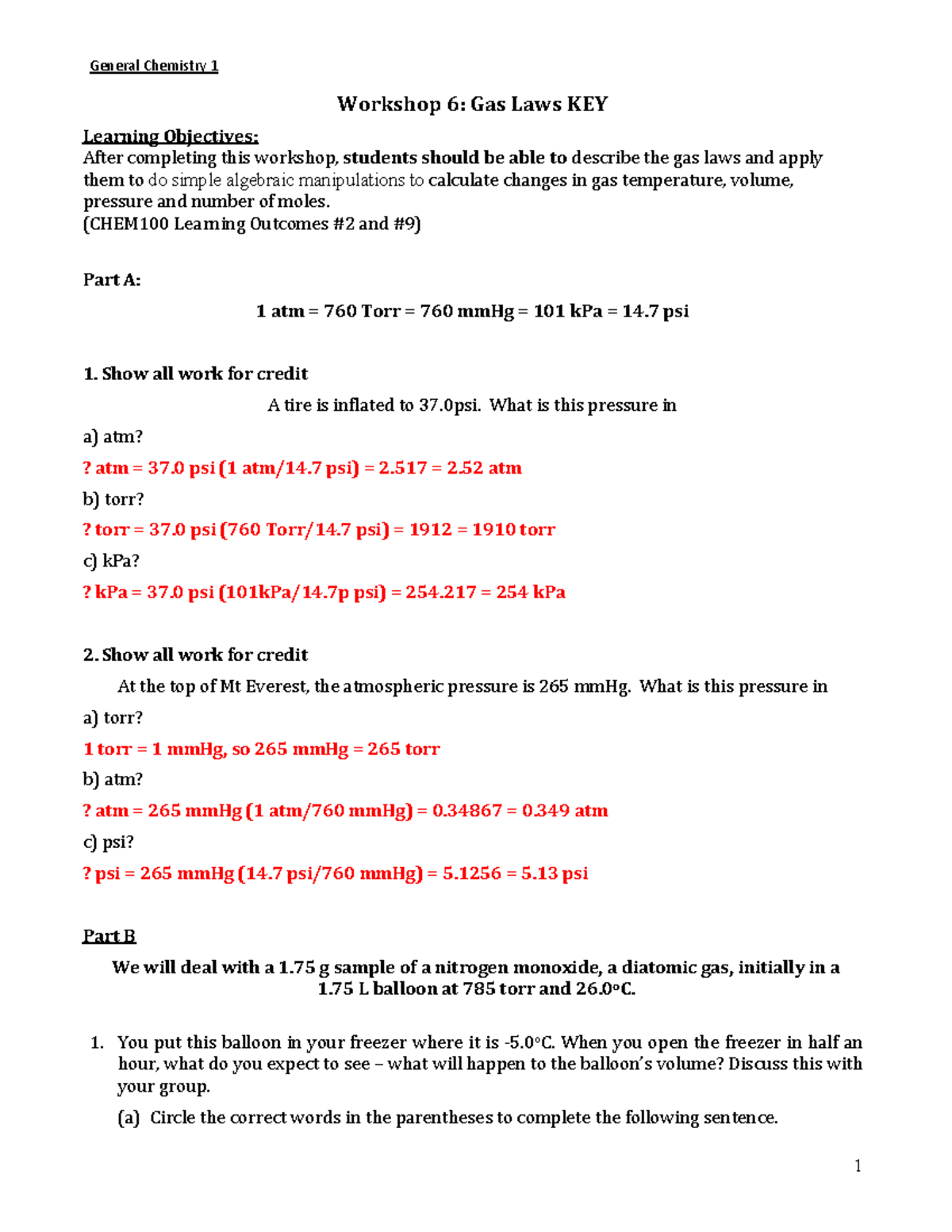 Wk #6 key (fa2022) - ANSWER KEY TO WORKSHOP 6 - Workshop 6: Gas Laws ...
