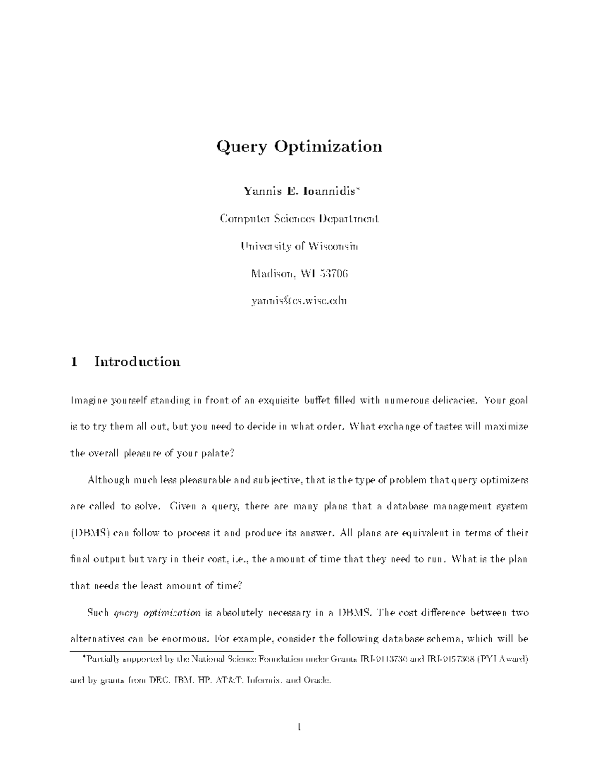 Query-optimization-overview - Query Optimization Yannis E. Ioannidis ...