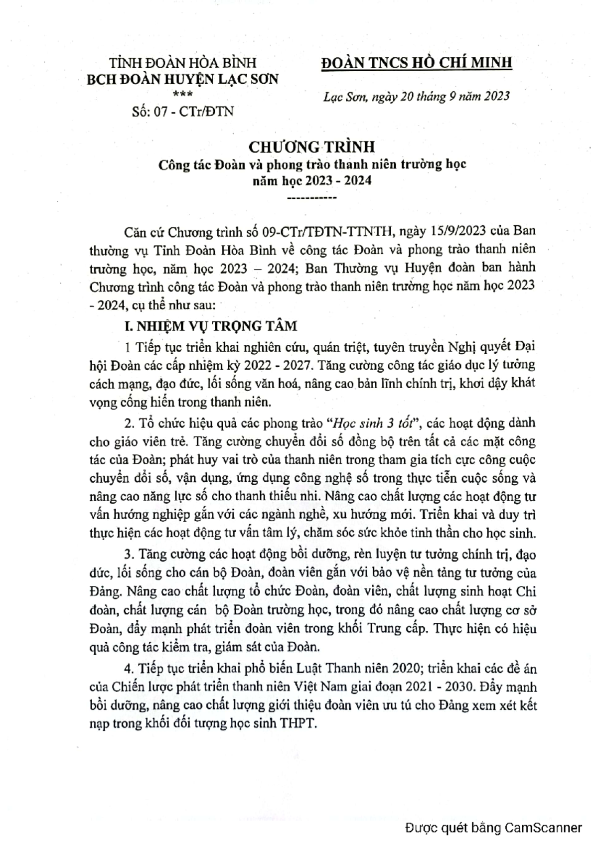 CHƯƠNG Trình CT ĐOÀN TRƯỜNG HỌC NH 23 24 - Tâm lý học lứa tuổi và tâm ...