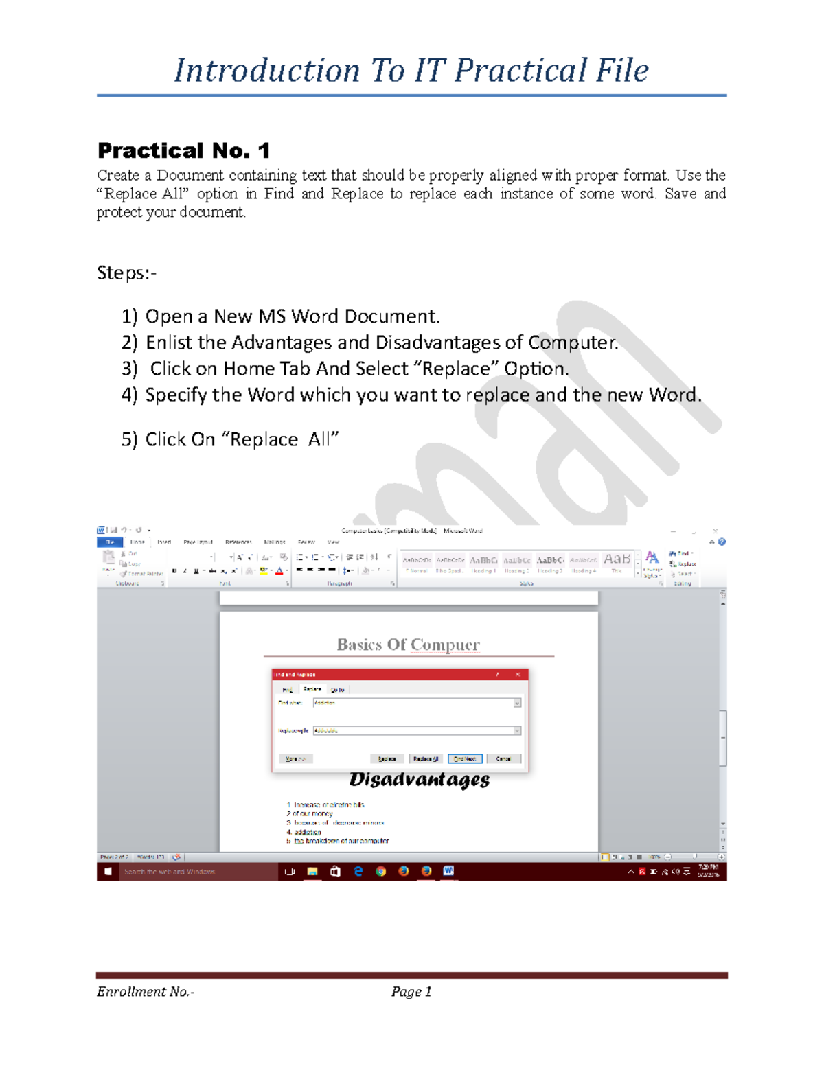 Print 787 - BBA NOTES - Introduction To IT Practical File Practical No ...