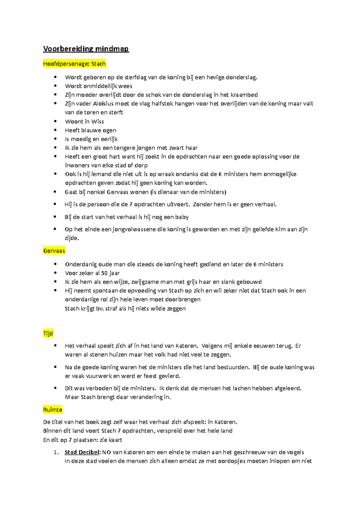 Voorbereiding mindmap Koning van Katoren - Voorbereiding mindmap ...