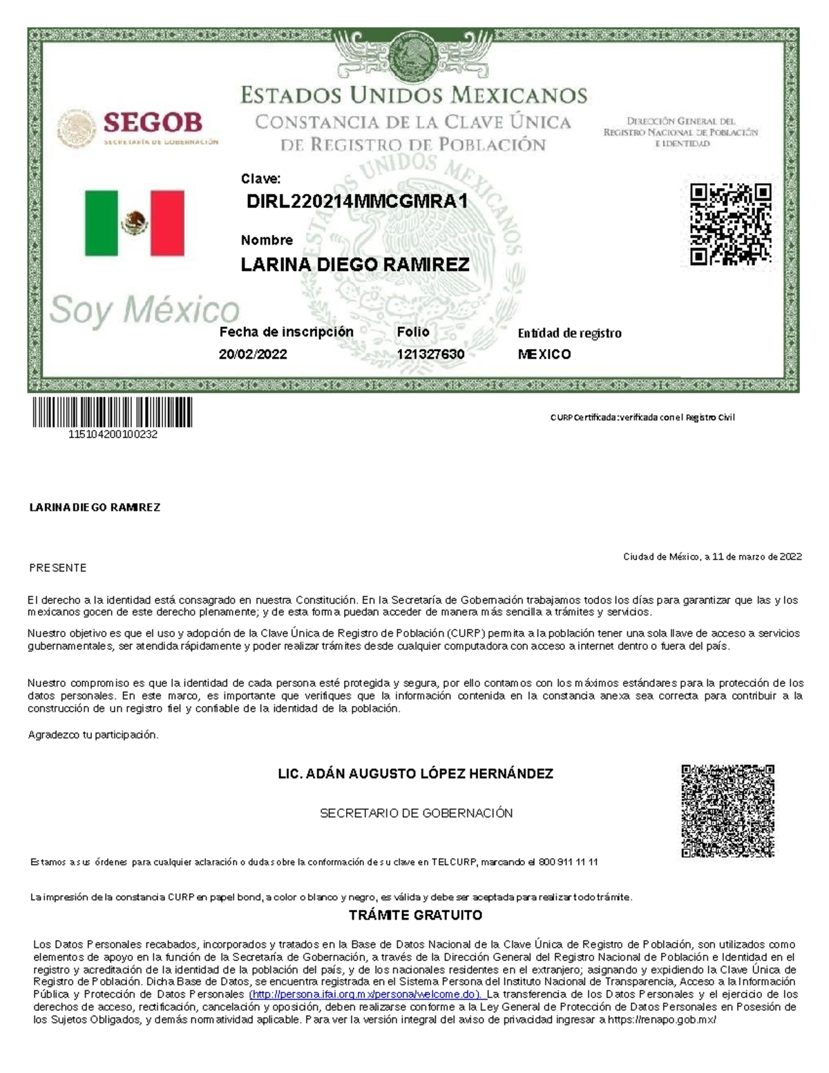 Obtener Tu Curp Verde Nueva Y Certificada A Color Curp