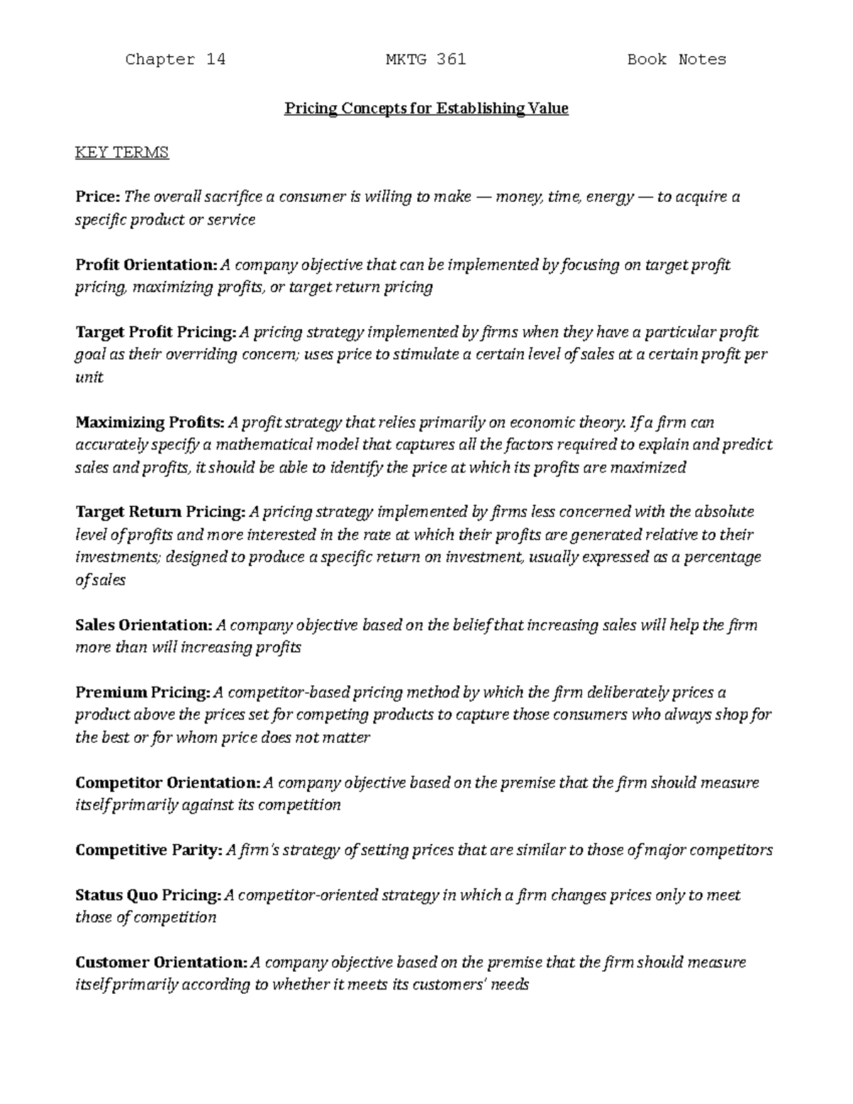 Chapter 14 Pricing Concepts for Establishing Value - Pricing Concepts ...