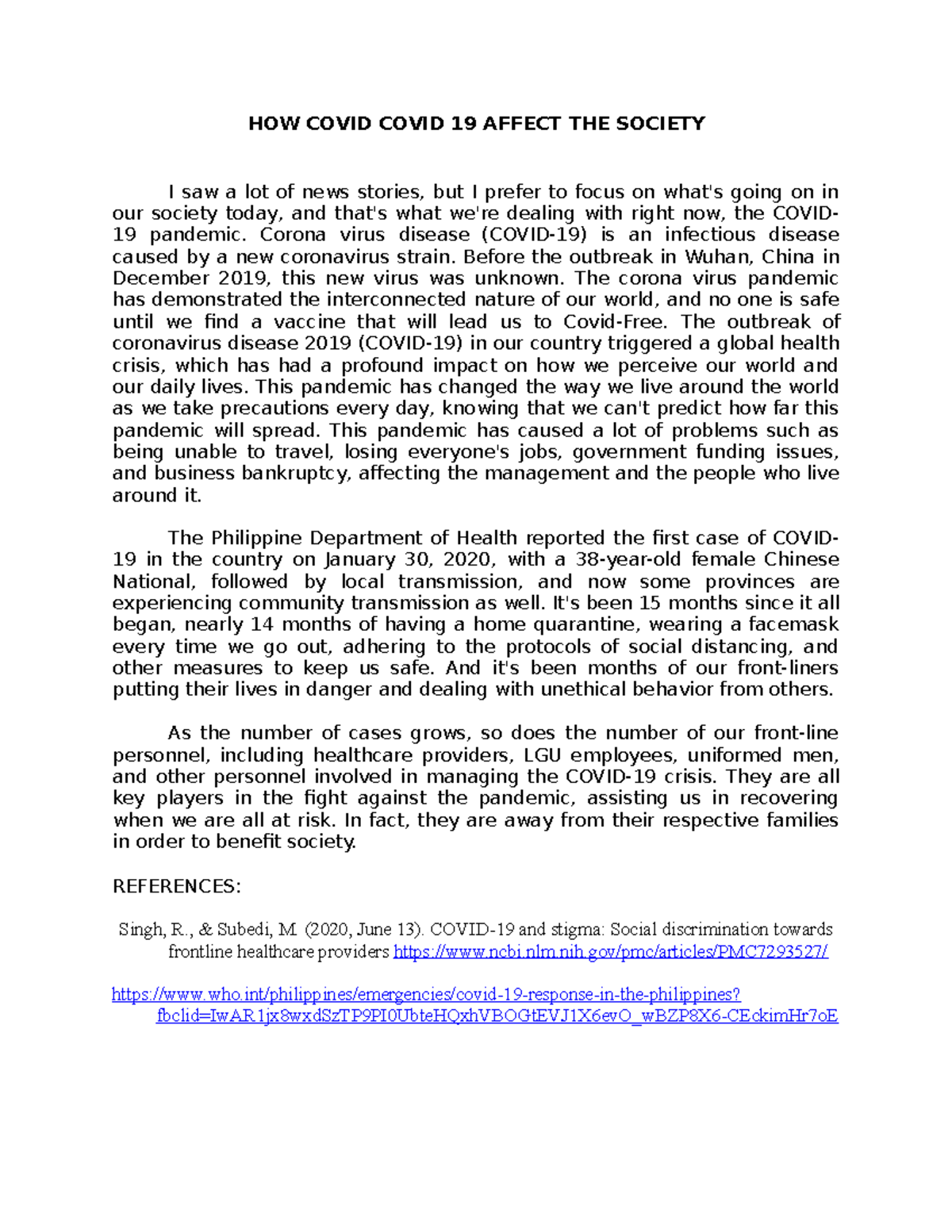 HOW Covid 19 Affect THE Society - HOW COVID COVID 19 AFFECT THE SOCIETY ...