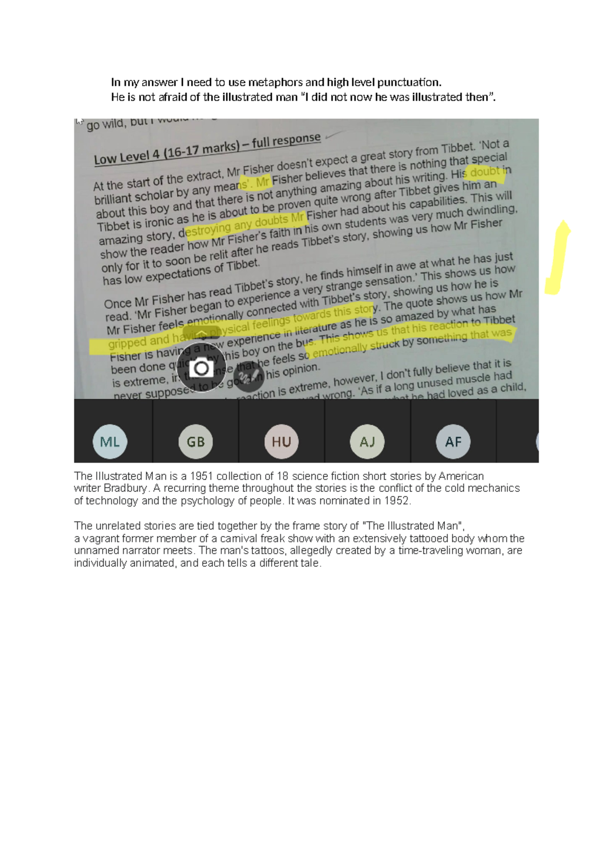 Document - Hello - In my answer I need to use metaphors and high level ...