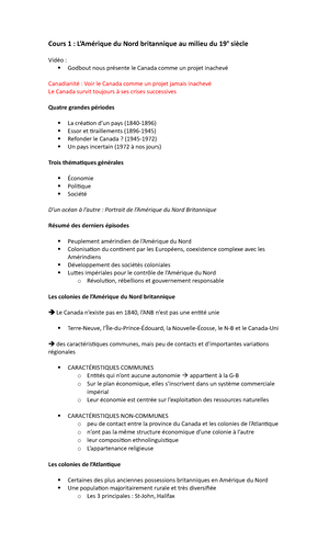 cours 4 et 5 histoire du canada après 1840 - Notes His du Canada avant ...