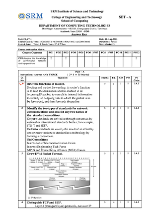 NRA - Network Routing Algorithms - Studocu