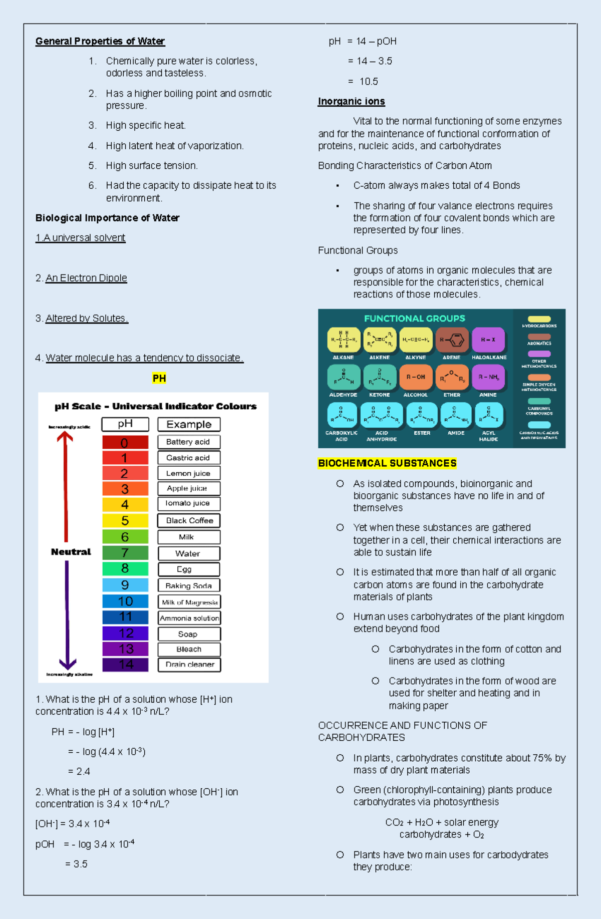 THE Reviewer TO Biochemistry - General Properties of Water 1 ...