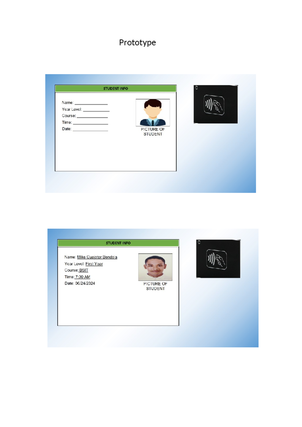 Protocaseesesesese - Prototype STUDENT INFO O Name: Year Level: Course ...