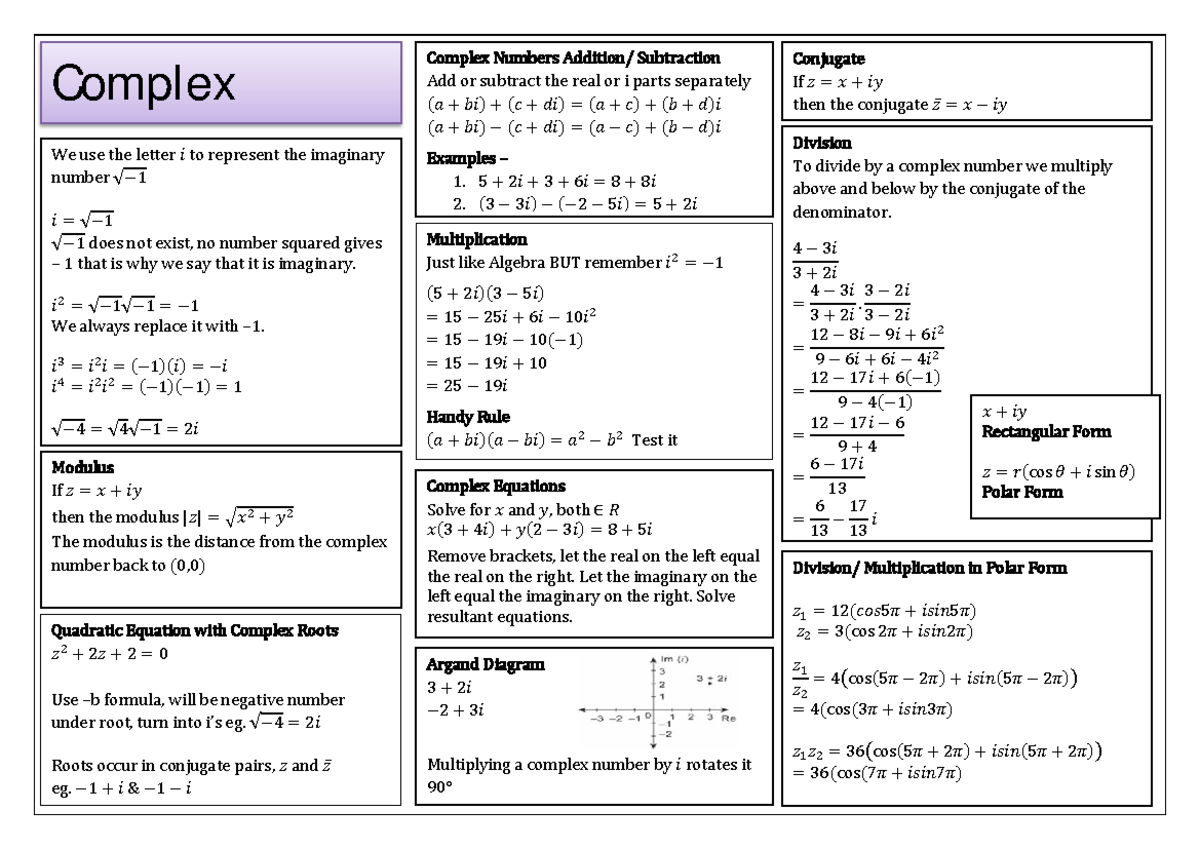 Complex-short - Summary information - Math 309 - AU - Studocu