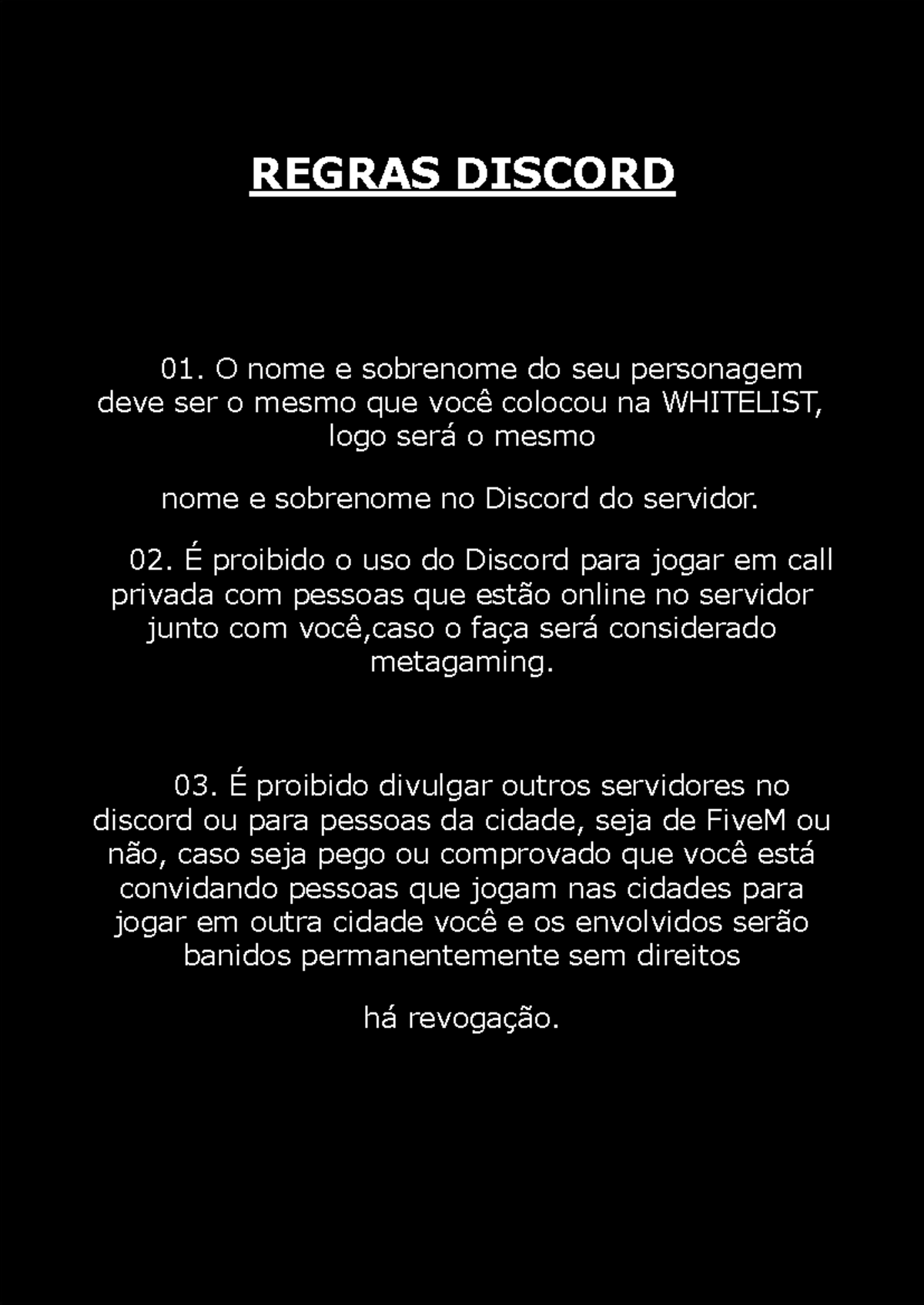 Genesis Roleplay - REGRAS DISCORD O nome e sobrenome do seu personagem ...