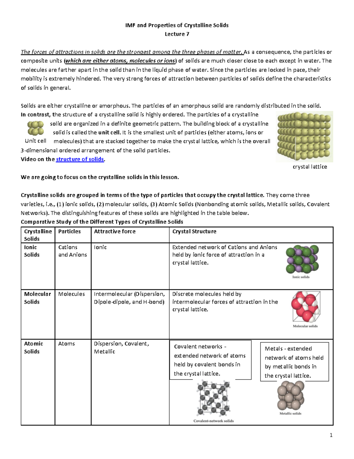 Lesson 7 IMF and Properties of Solids - IMF and Properties of ...