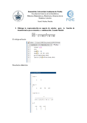 Proyecto modelado de sistema de control - Proyecto Final Medina Lozano ...