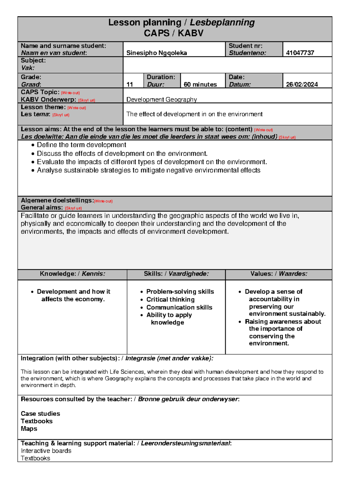 Lessonplanning 2014 CAPS - Lesson planning / Lesbeplanning CAPS / KABV ...