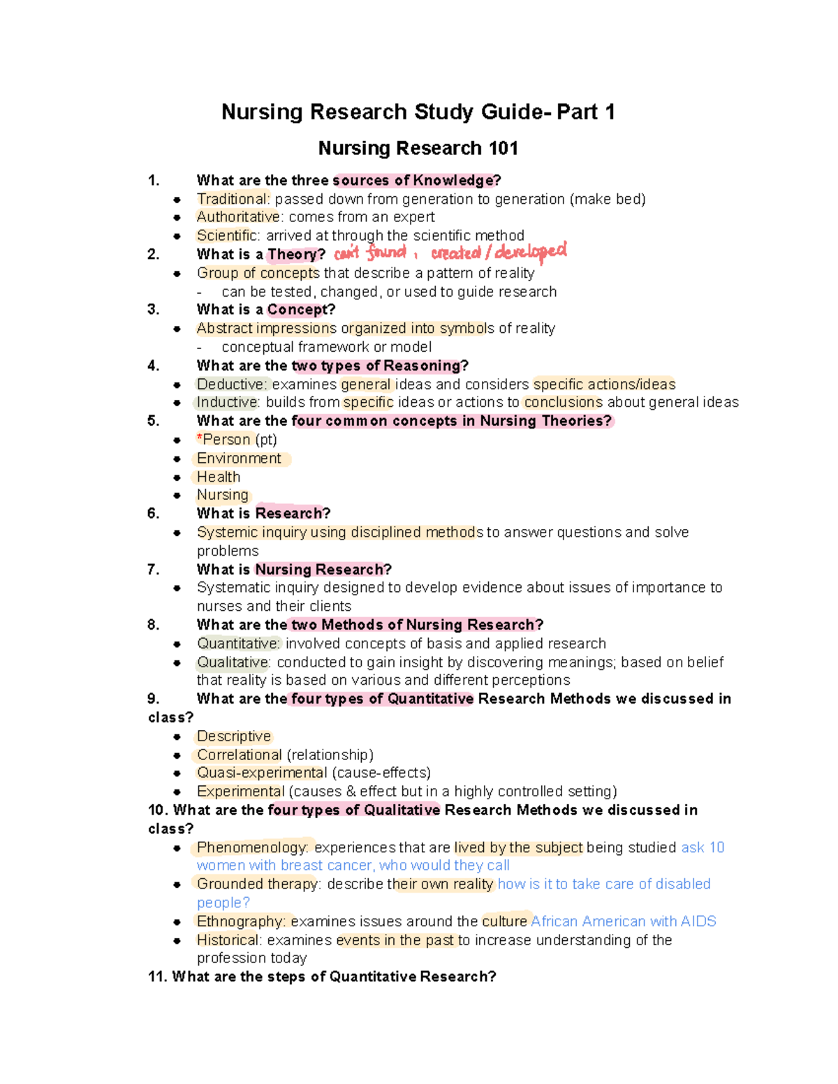 Study Guide 1 - chapter1,2 - Nursing Research Study Guide- Part 1 ...
