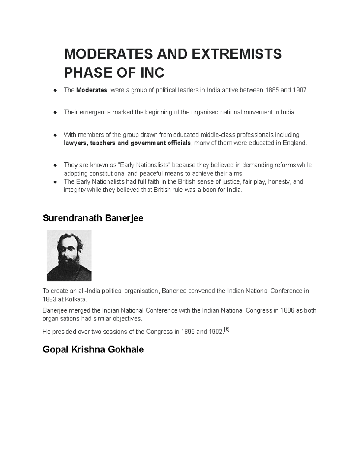 Moderates and Extremists Phase of INC by Rajeev Aheer - MODERATES AND ...