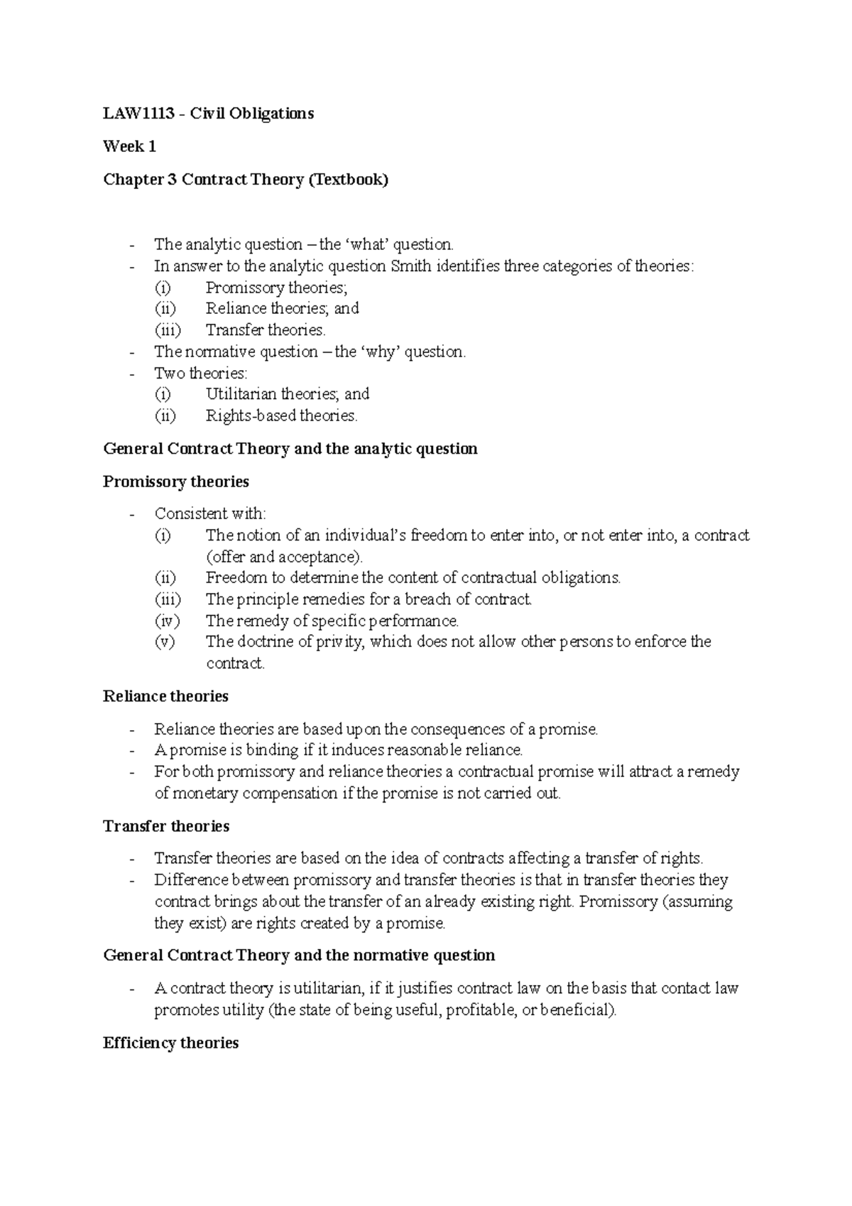 LAW1113 - Week 1 - Chp 3 Textbook; Chp 1-3 Casebook - LAW1113 - Civil ...