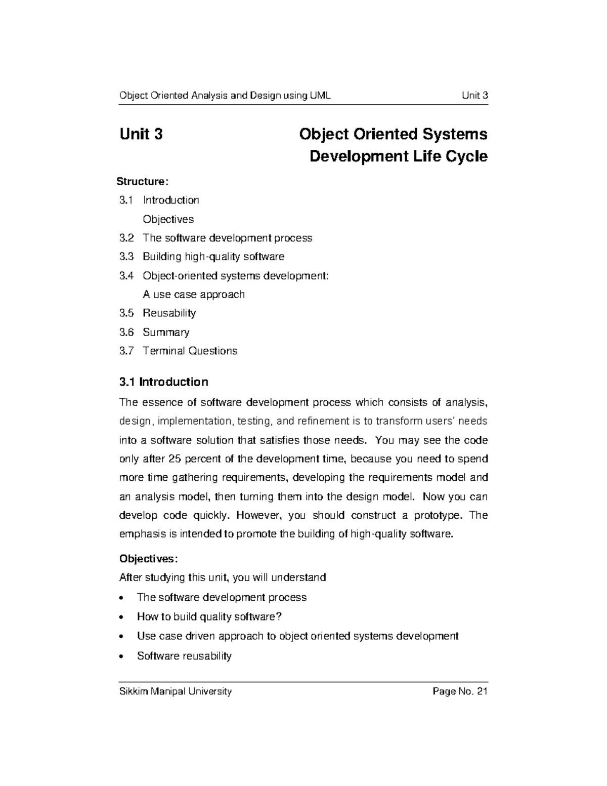 Unit 3final - Good - Unit 3 Object Oriented Systems Development Life ...