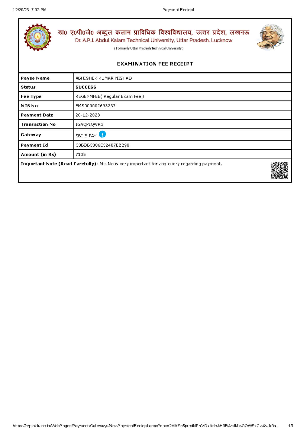 Payment Reciept - 12/20/23, 7:02 PM Payment Reciept - Studocu