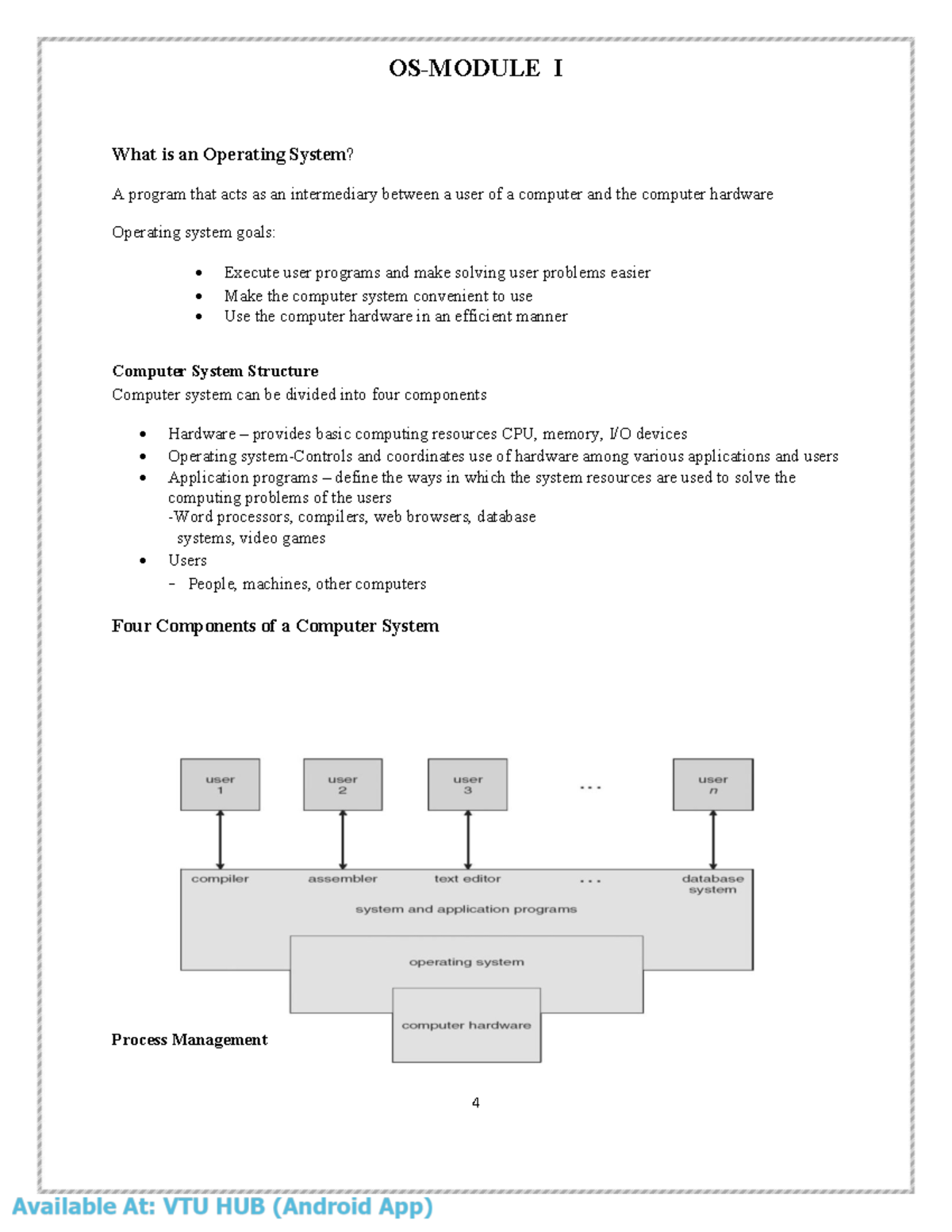 M1 - module 1 - OS-MODULE I What is an Operating System? A program that acts as an intermediary ...