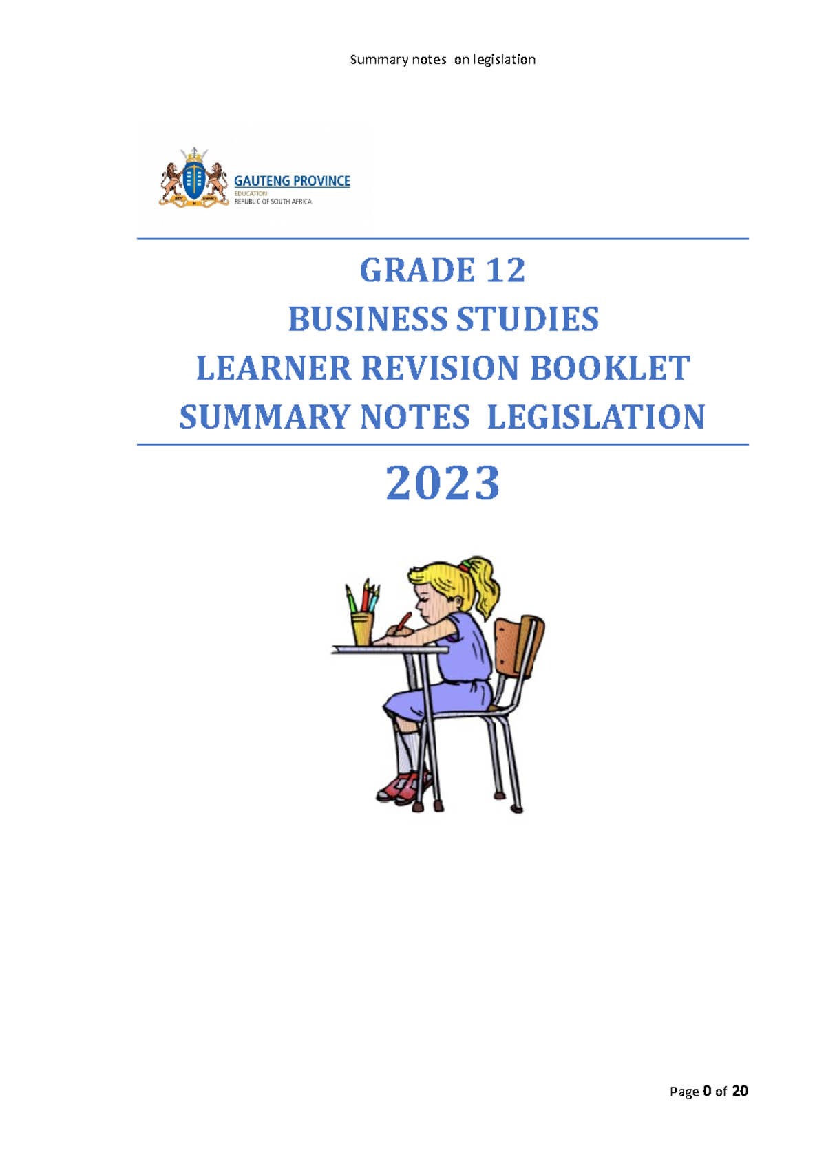 Summary OF ACTS Legislation Chapter 1 - GRADE 12 BUSINESS STUDIES ...