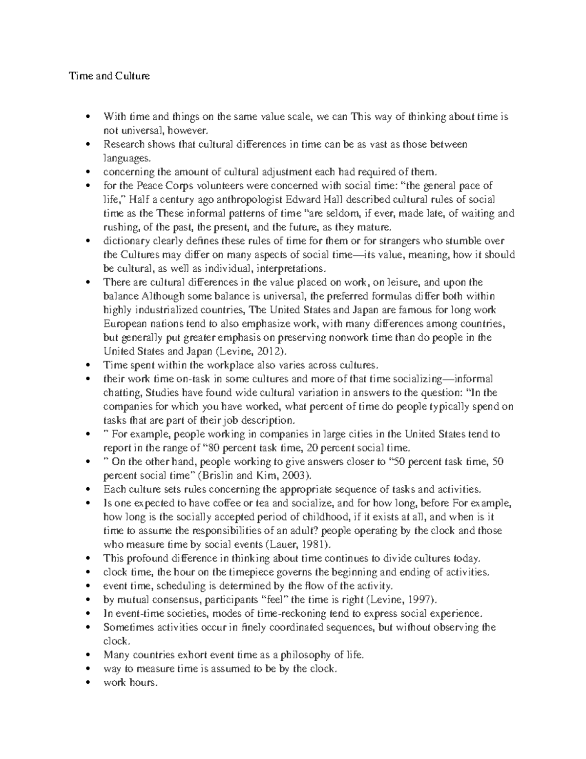 Time and Culture - Online with Dr. Poole - Time and Culture With time ...