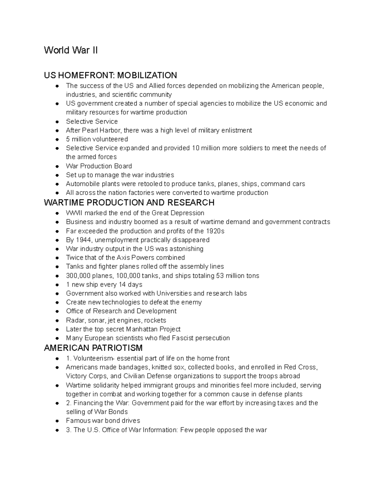 World War II notes - World War II US HOMEFRONT: MOBILIZATION The ...