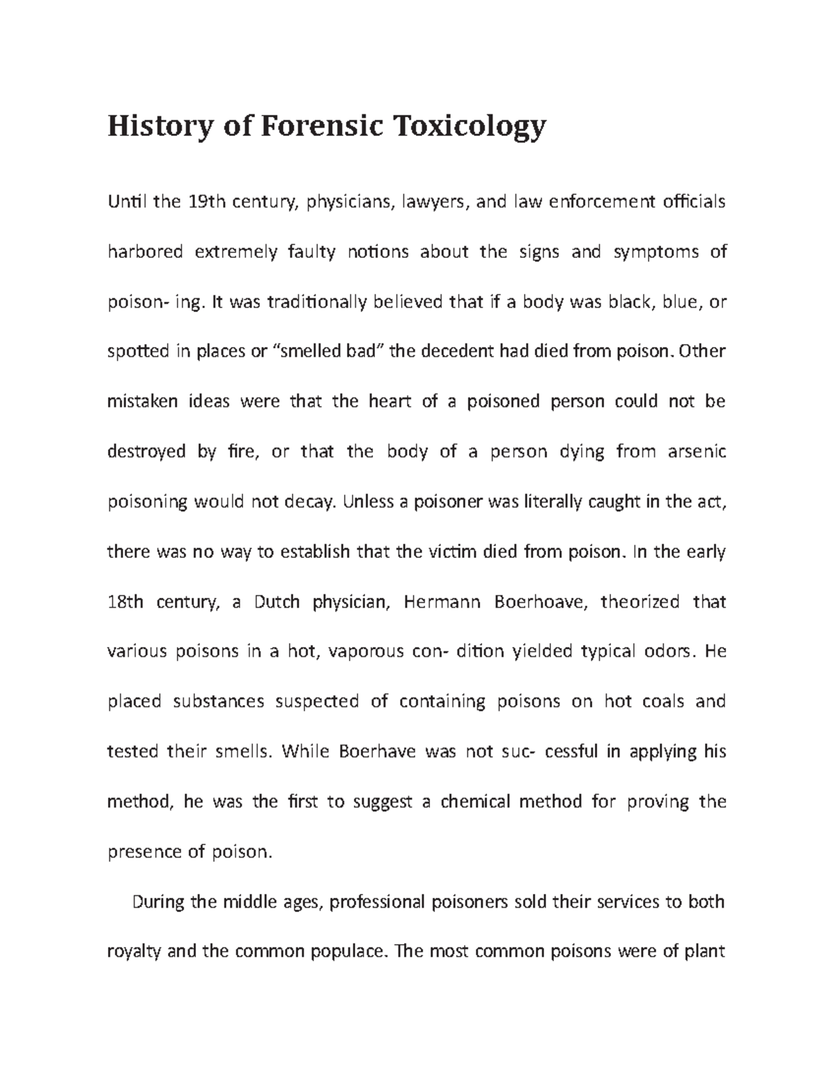 The History of Forensic Toxicology - History of Forensic Toxicology ...