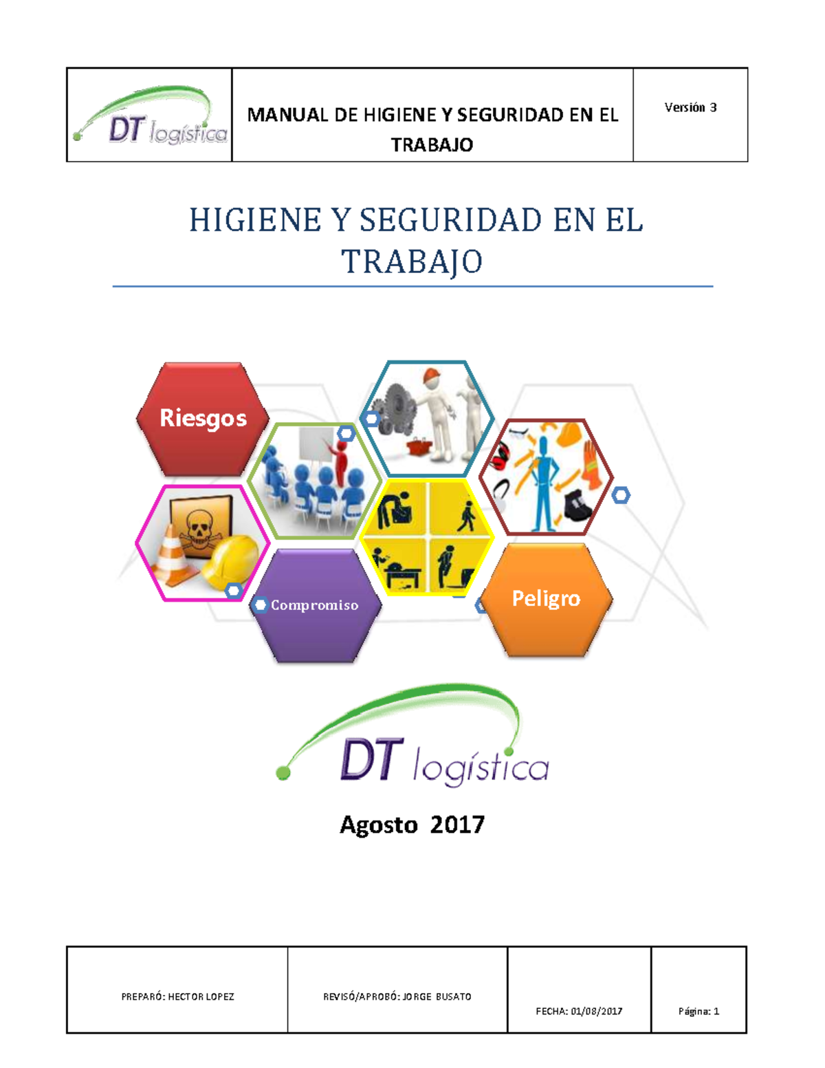 Manual de Higiene y Seguridad en el Trabajooooo dalee - PREPARÓ: HECTOR LOPEZ REVISÓ/APROBÓ ...