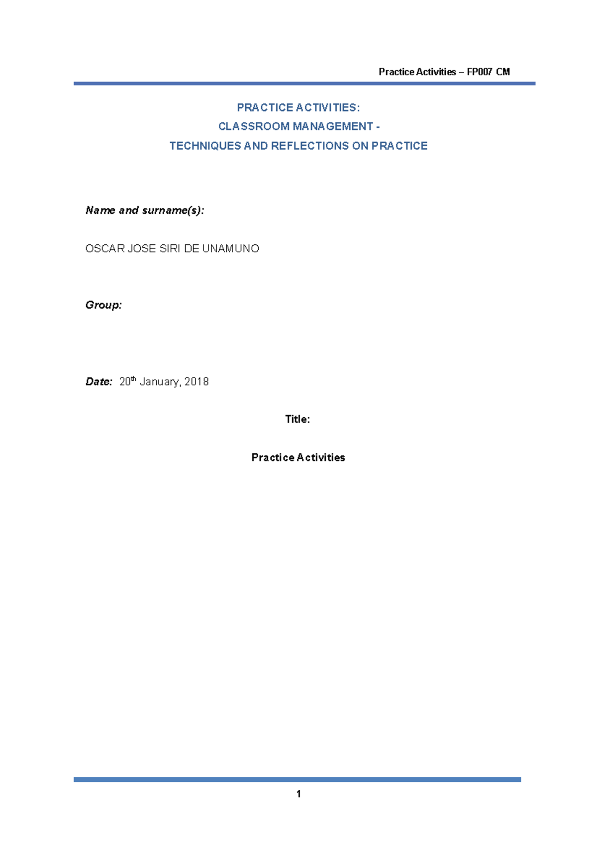 Practice Activities Classroom Management - PRACTICE ACTIVITIES ...