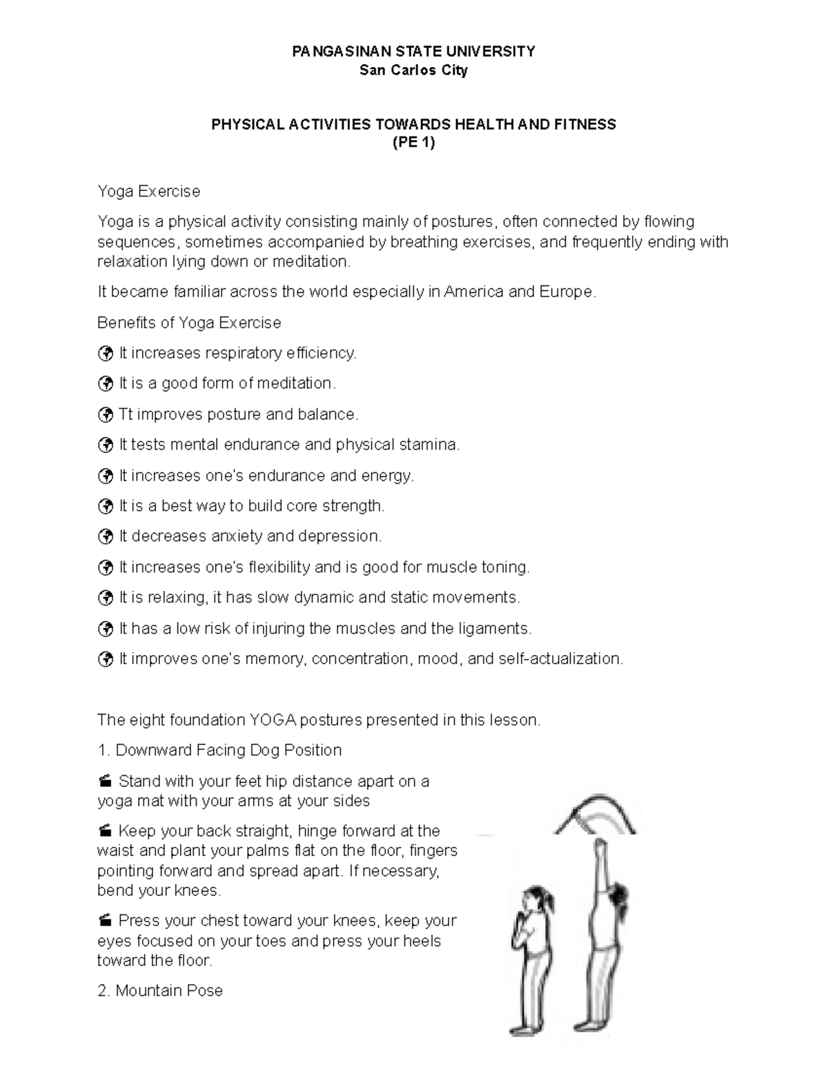 Physical Activities Towards Health AND Fitness Lecture (YOGA Training ...