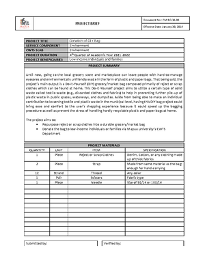 CWTS103-B10 Project Poster diybag - DATE: June – August 2021 VENUE ...