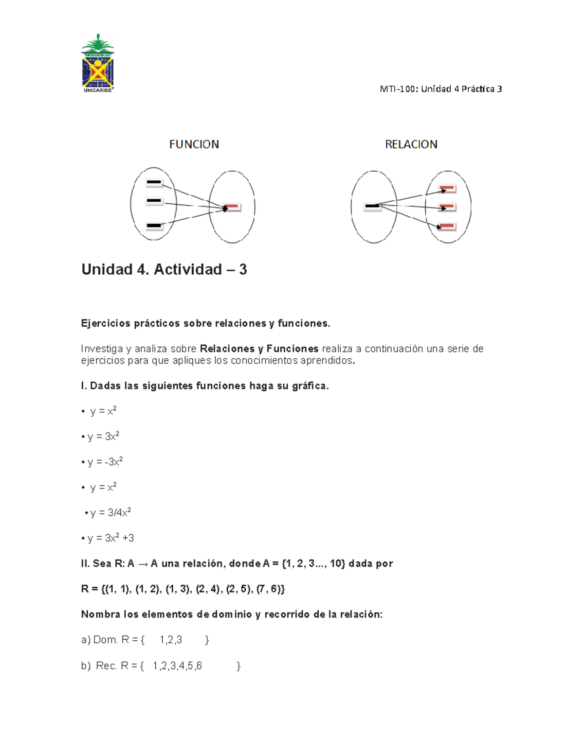 Relaciones Y Funciones Ejercicios Resueltos Universidad Pdf