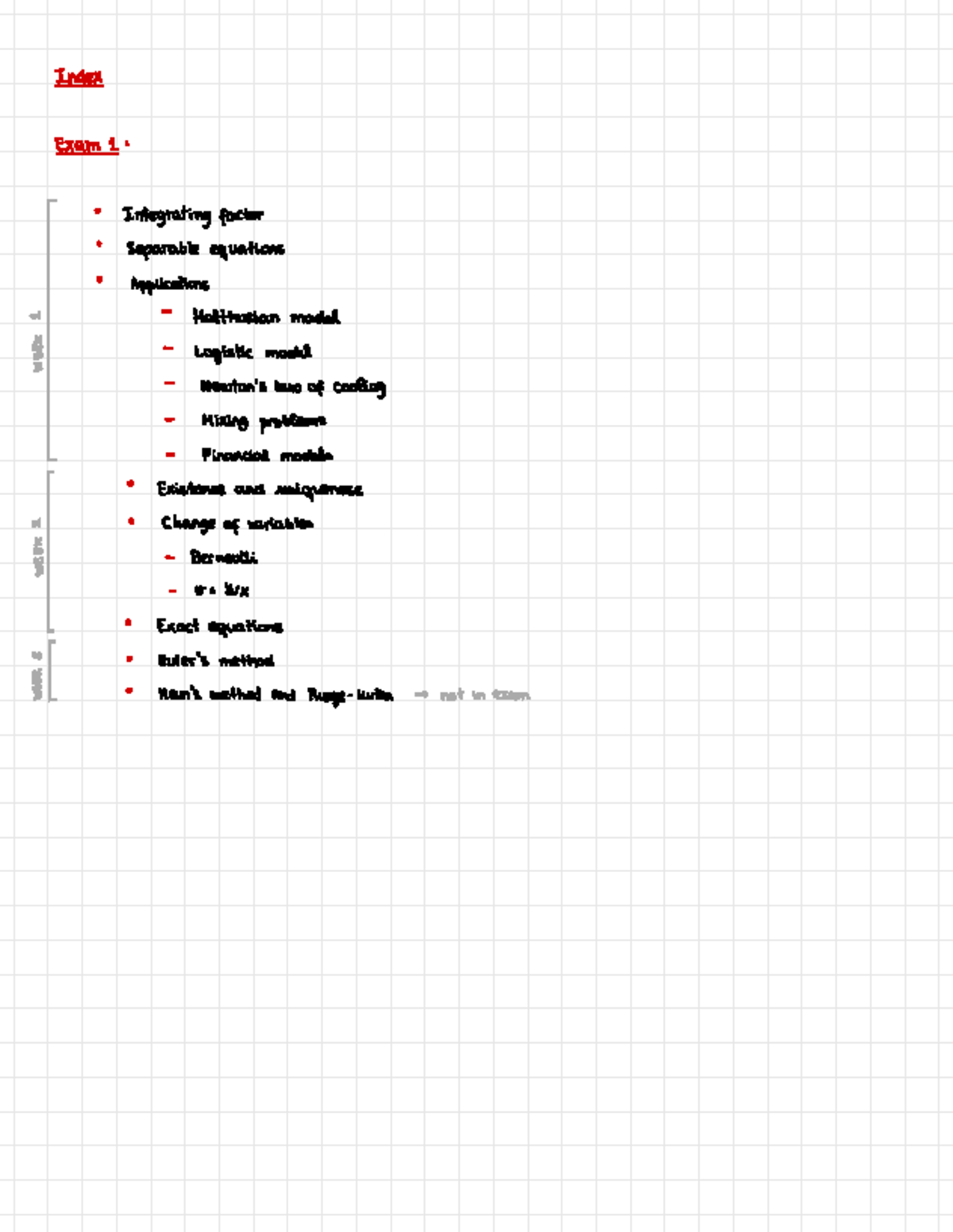 Diffeq - Summary Differential Equations - Index Exam 1 : · Integrating ...