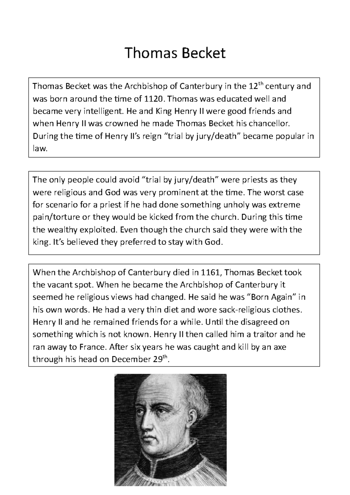 History homework thomas becket - Thomas Becket Thomas Becket was the ...