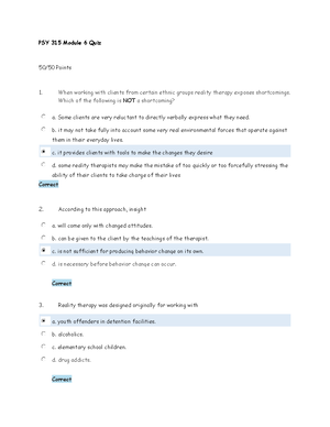 PSY 315 Module 1 Quiz - PSY 315 Module 1 Quiz: Module 1 10/ Counselors ...